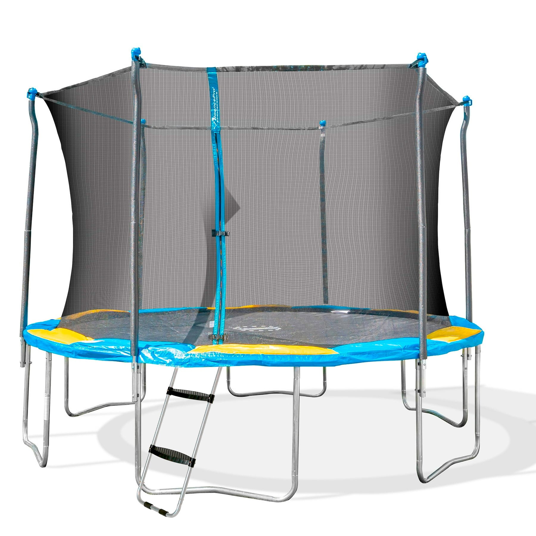 Bounce Pro 12' Trampoline with Enclosure Combo, Blue/Yellow w ...