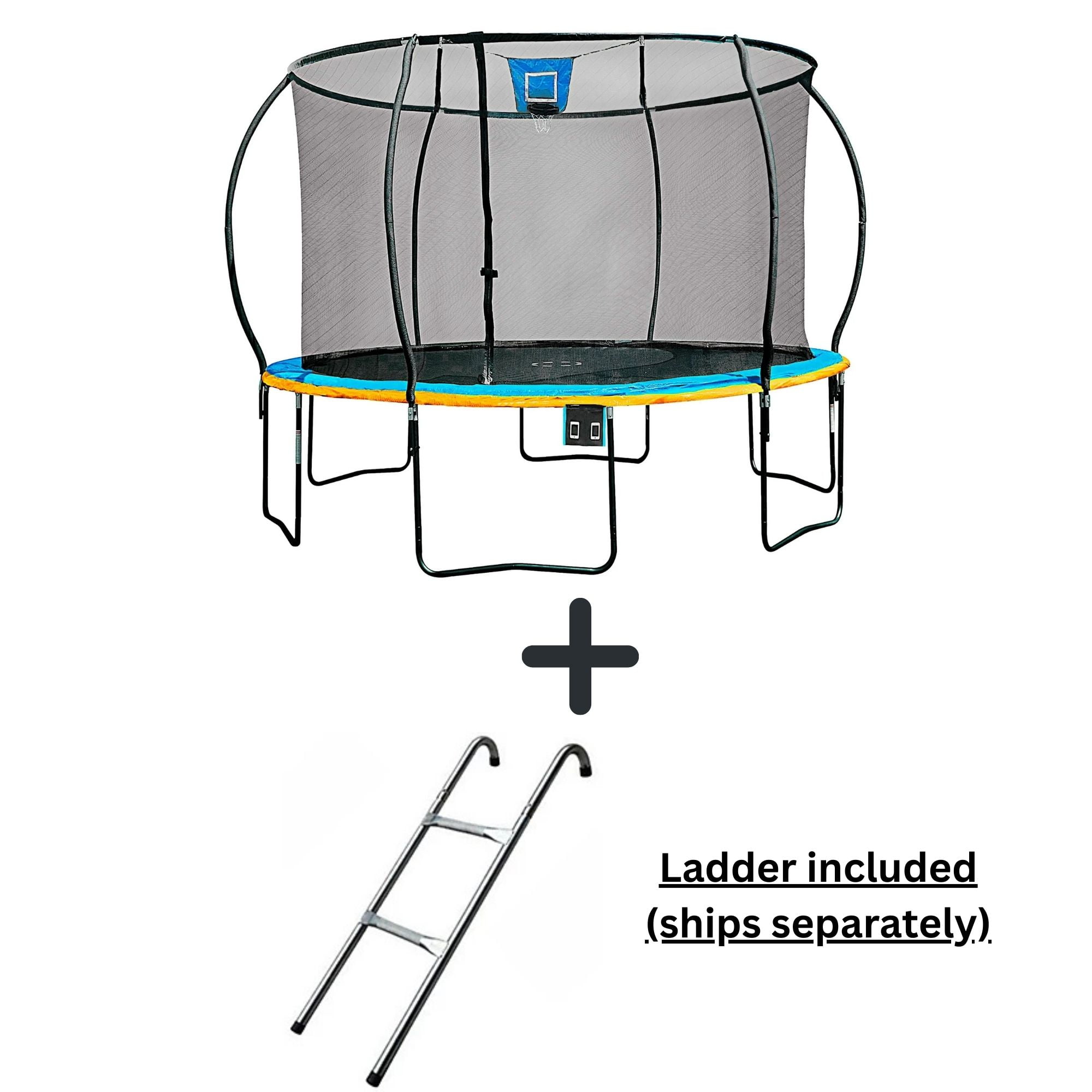 Sportspower Bounce Pro 14ft Trampoline & Enclosure Net w/ Basketball ...