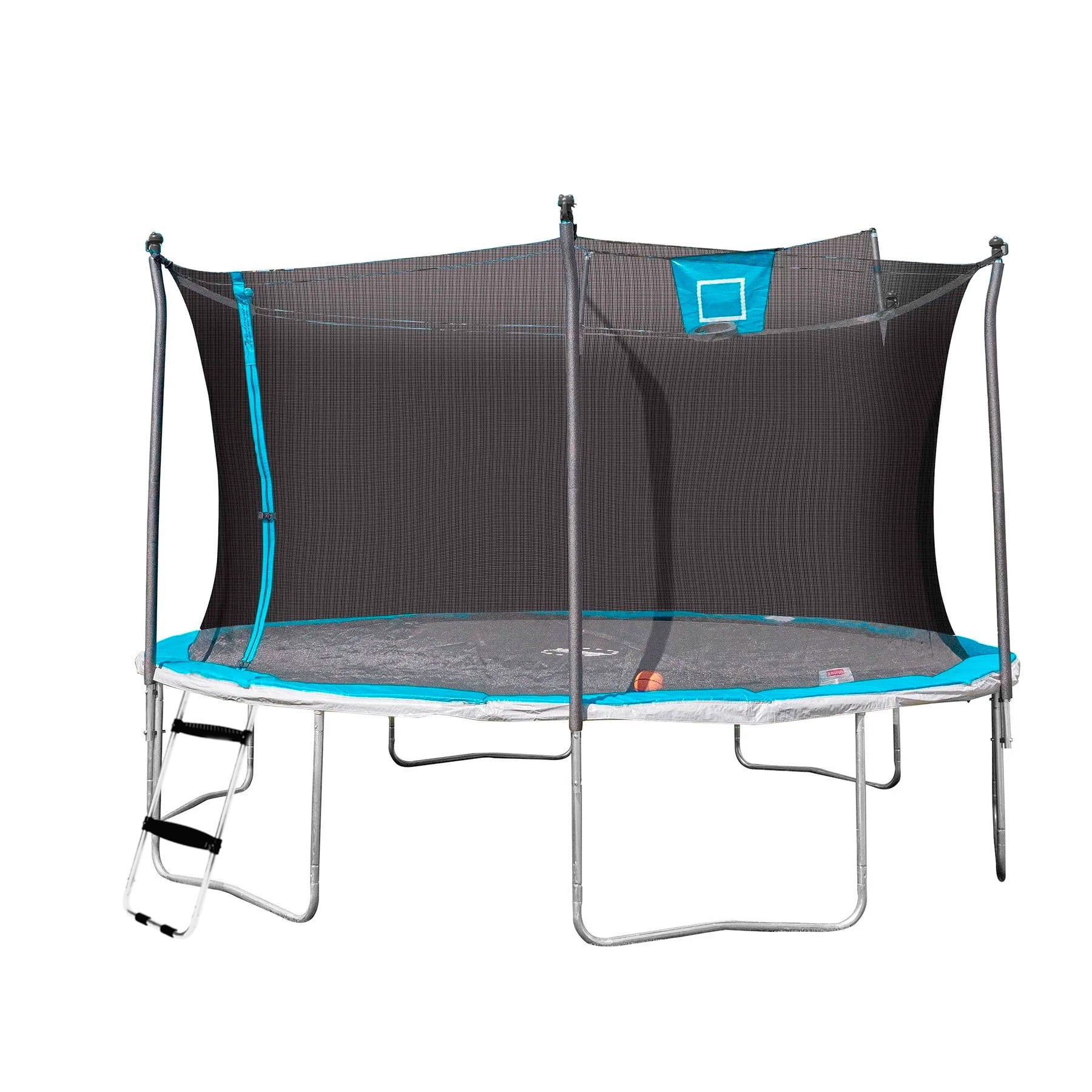 Bounce Pro 14ft Trampoline And Enclosure With Basketball Hoop, Blue w ...