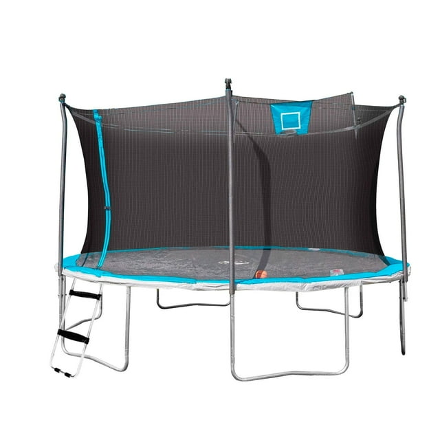 Bounce Pro 14ft Trampoline And Enclosure With Basketball Hoop, Blue w ...