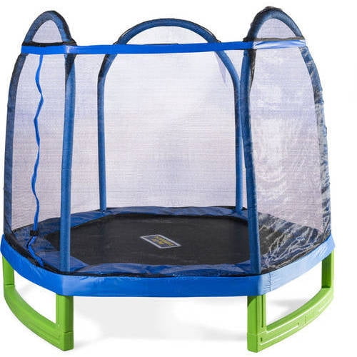 Bounce Pro 7-Foot Trampoline Hexagon for Kids (3-10), Blue/Green, UV ...