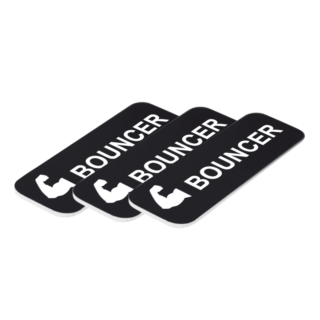 Bouncer (Bicep) 1 x 3" Name Tag/Badge, Black, (3 Pack) - Walmart.com