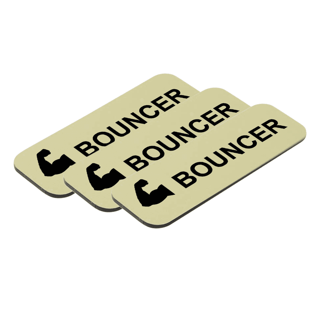 Bouncer (Bicep) 1 x 3" Name Tag/Badge, Brushed Gold, (3 Pack) - Walmart.com