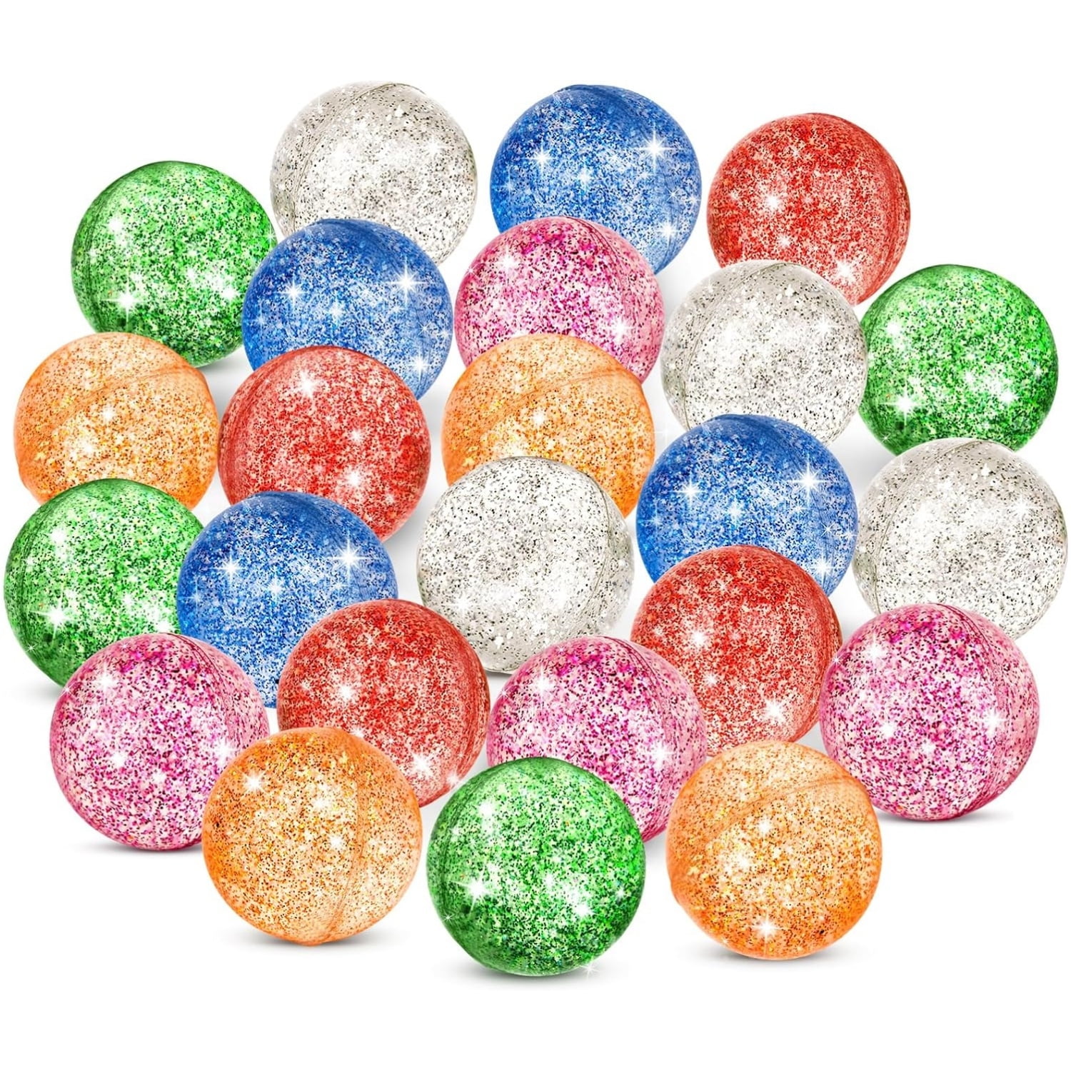 Bouncy Balls for Kids,Glitter Bouncy Ball,24 Pieces 6 Colors 1.3 in ...