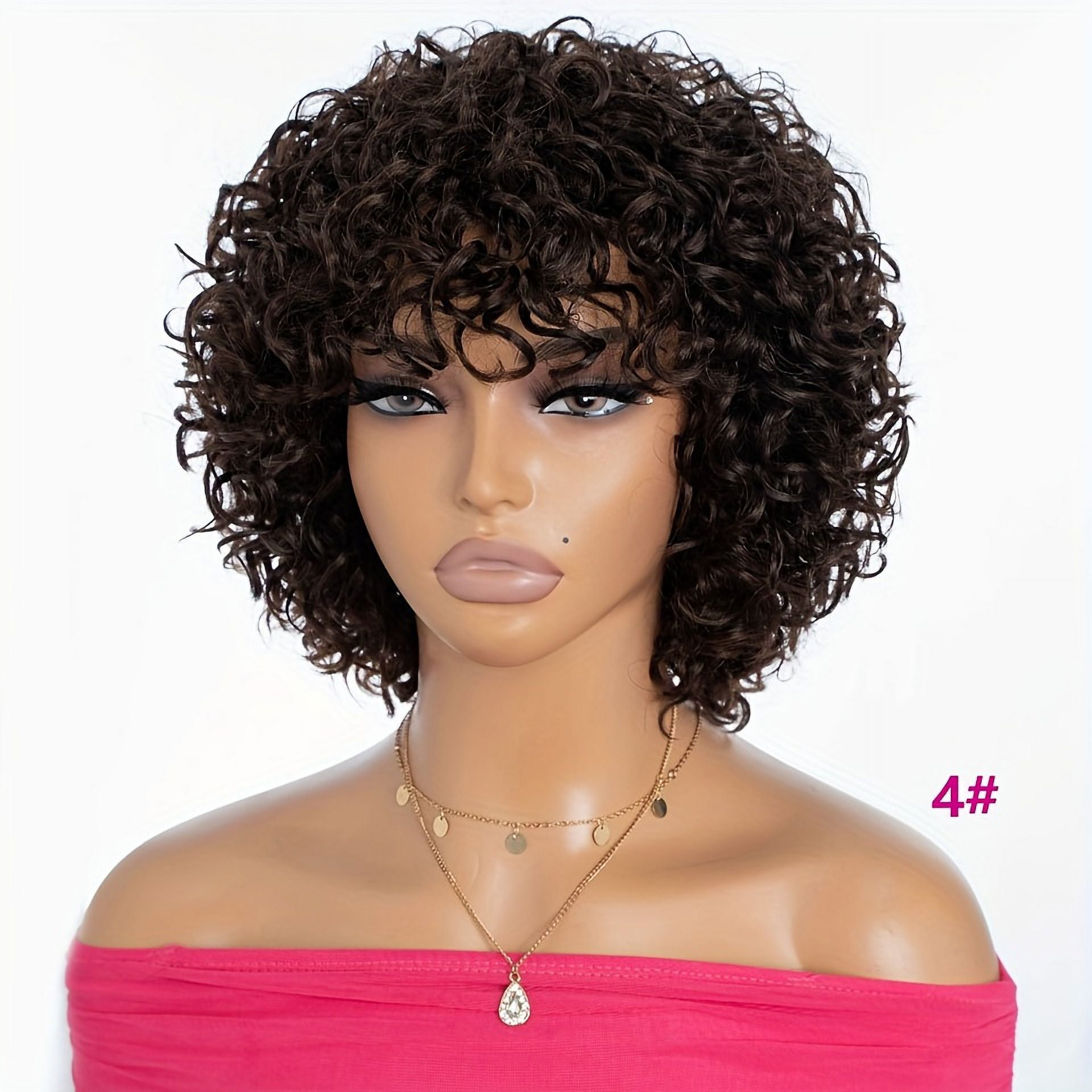 Bouncy Curly Wig Pixie Cut Wig Short Curly Brazilian Human Hair Wigs For Women Full Machine Wigs ...