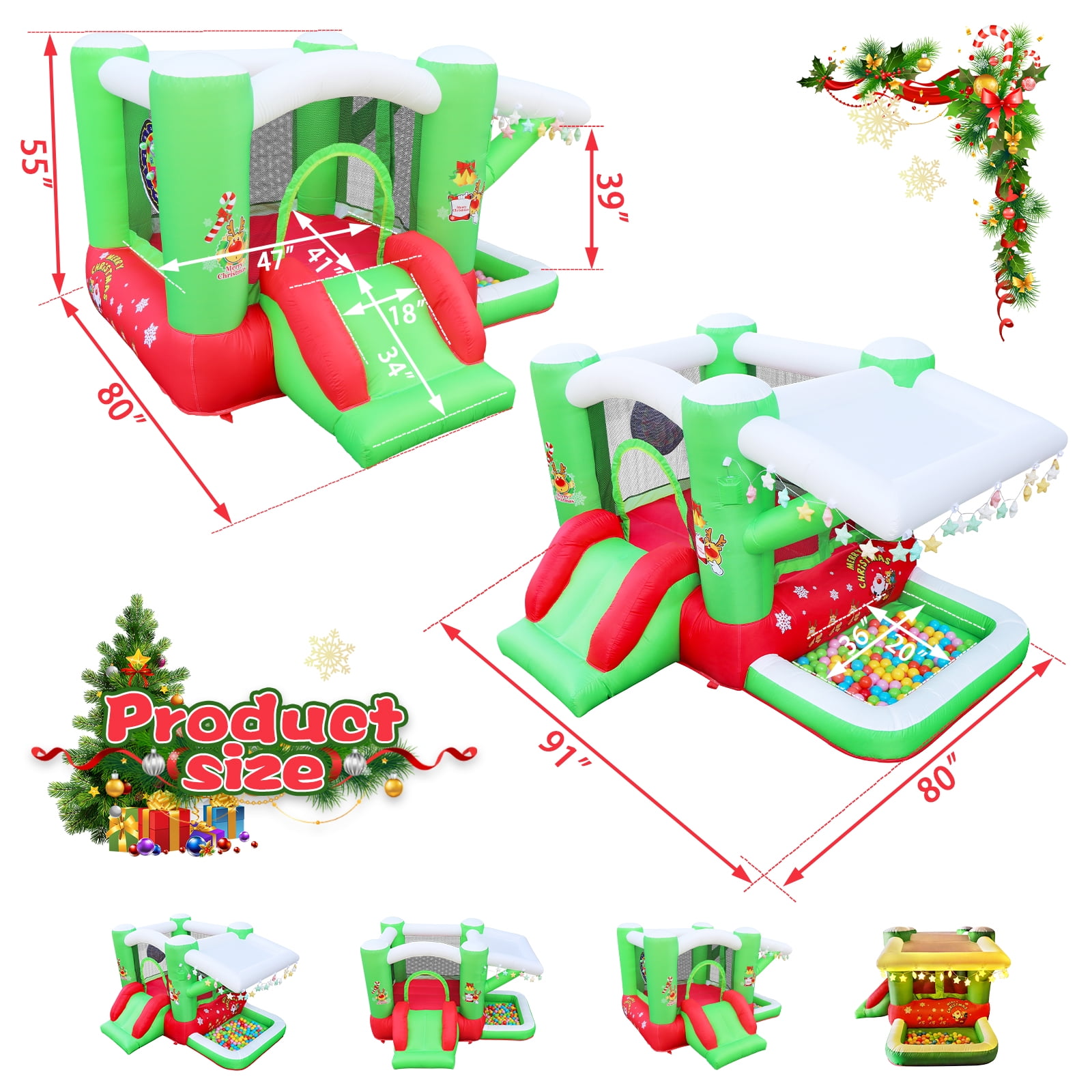 Bouncy House Inflatable Bounce House with Blower,Christmas Game Center ...