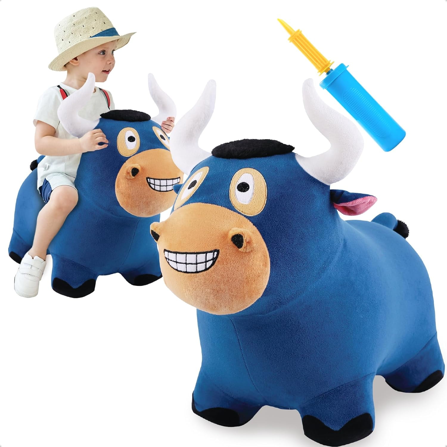 Bouncy Pals Dairy Cow Hopping Horse, Plush Inflatable Animal Hopper ...
