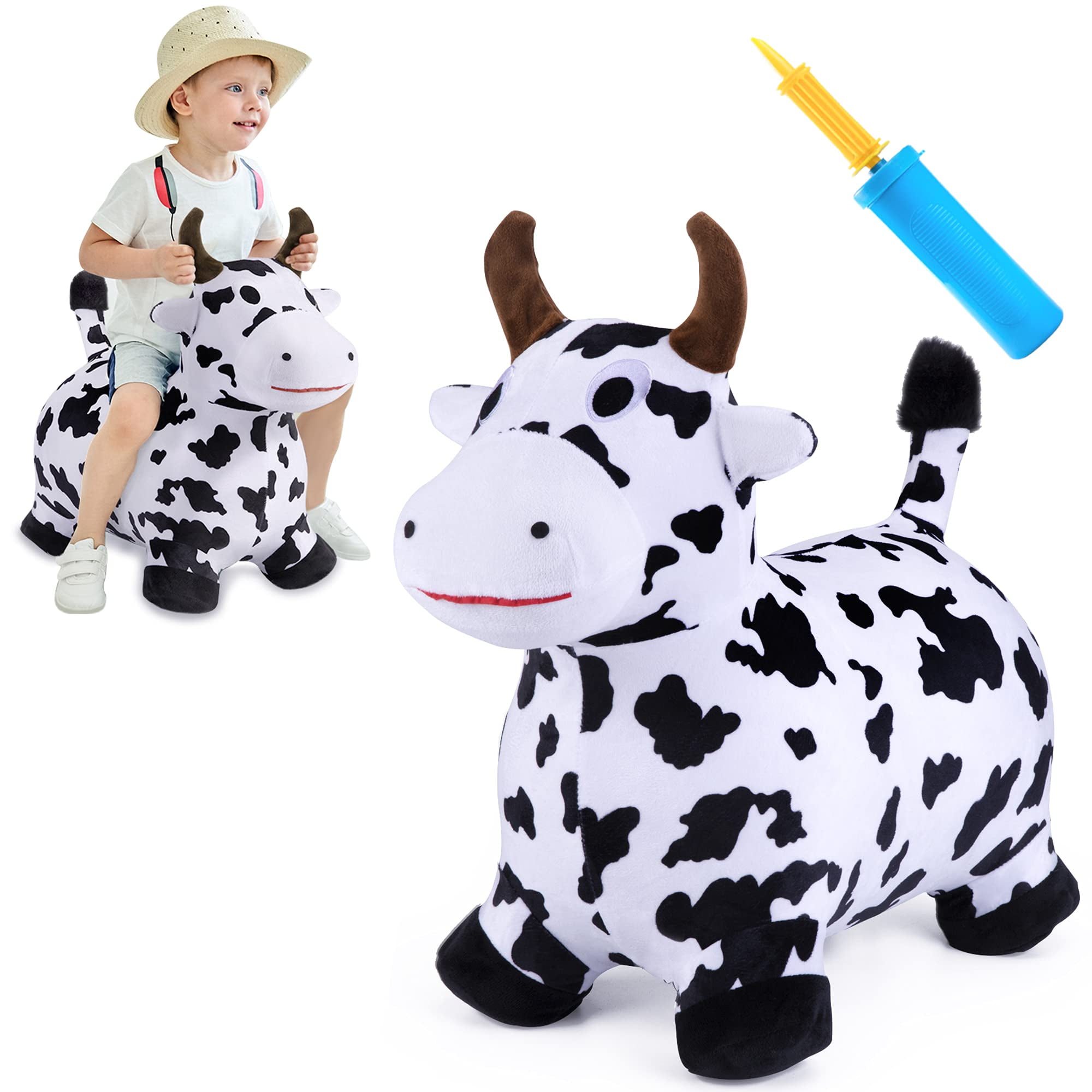 Bouncy Pals Hopping Cow Horse, Toddler Girl Boy Inflatable Bouncing ...