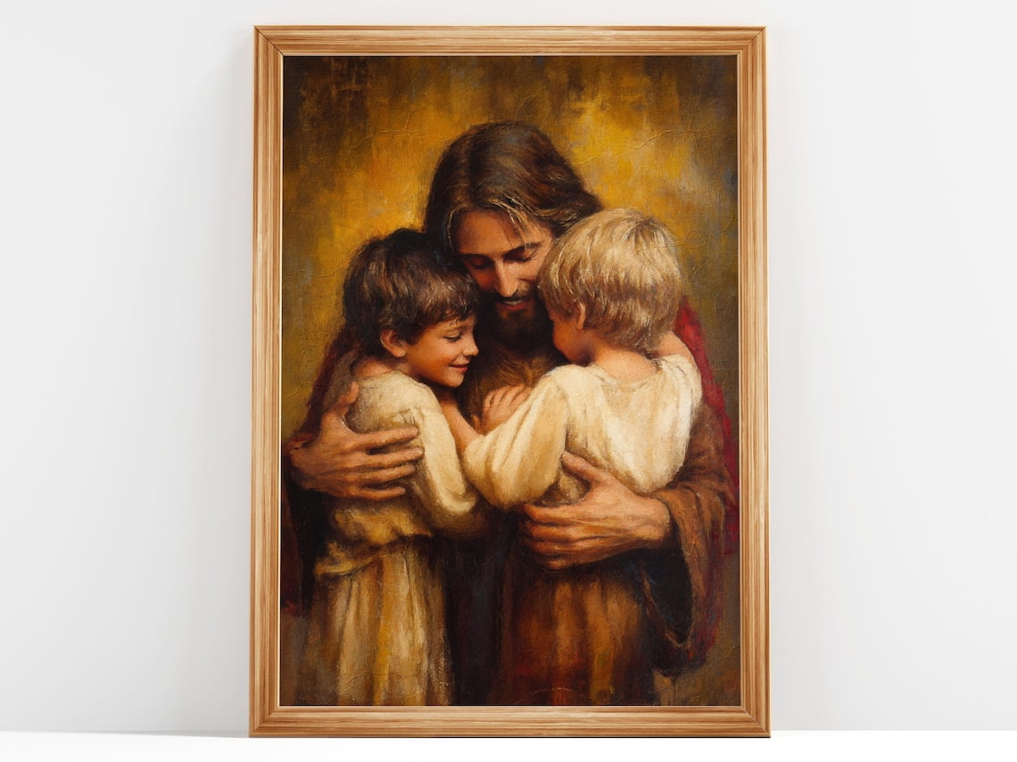 Bound By Love, Jesus With Kids, Christian Oil Painting, Christian Wall Art, Jesus Bild, Jesus ...