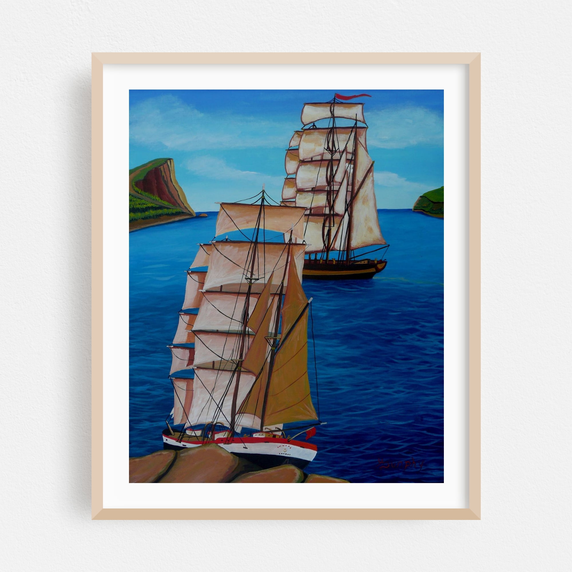 Bound for Sea - Painting Sailboat Nautical Seascape Ocean Boat Coast ...