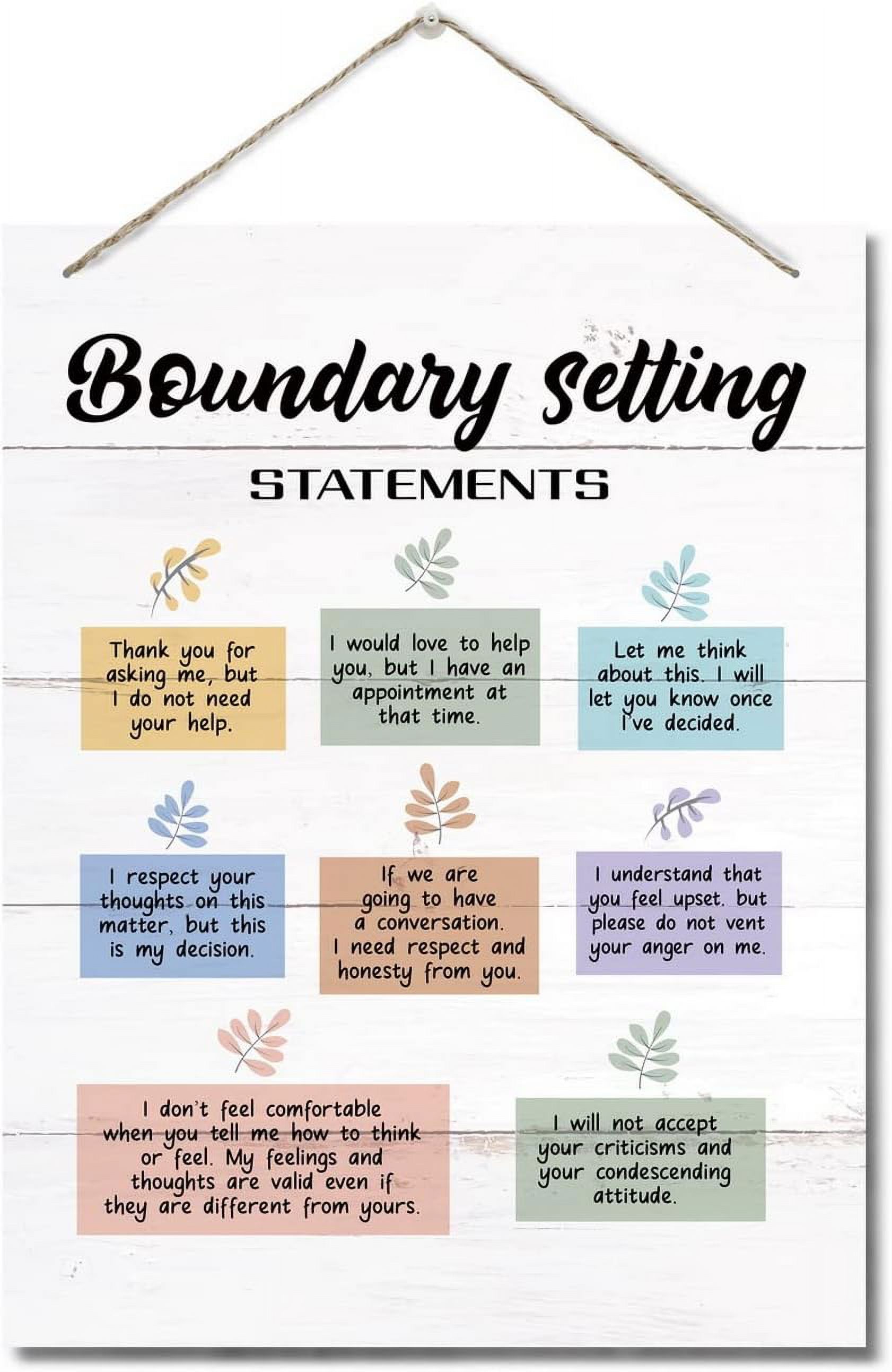 Boundaries Counseling Decor Sign, Hanging Printed Wall Plaque Wood ...