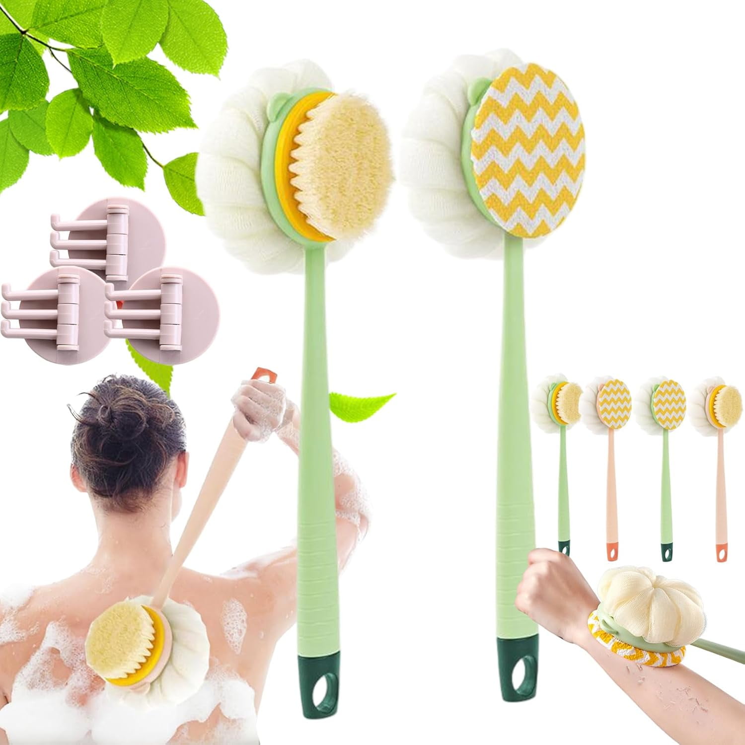 Boundbreed 2-in-1 Bath Scrubber & Back Brush, Double-Side Body Scrubber ...