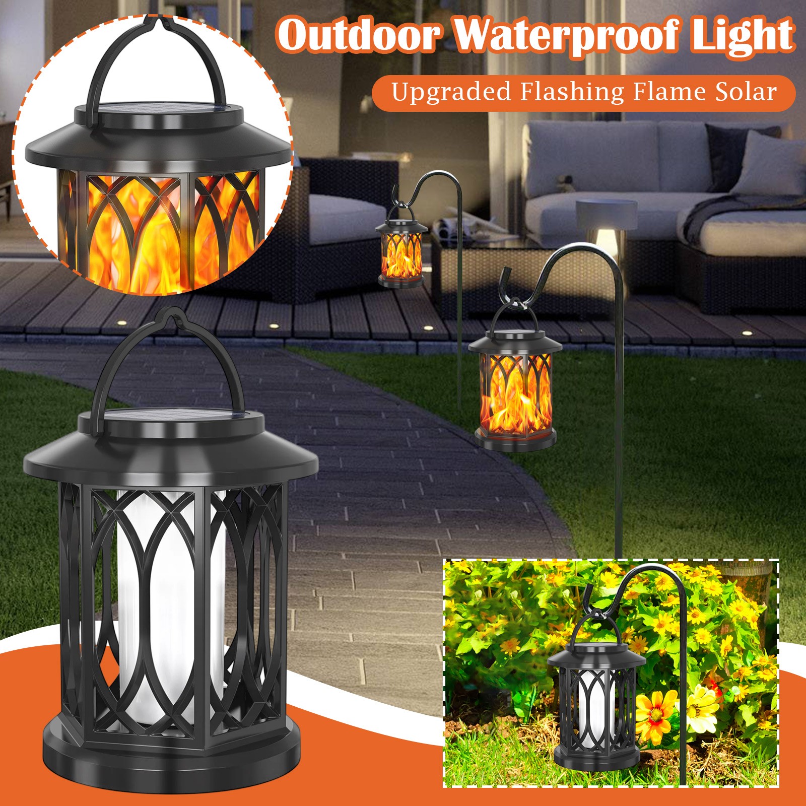 Boundbreed Solar Lights, Upgraded Flickering Flame Solar Lantern ...