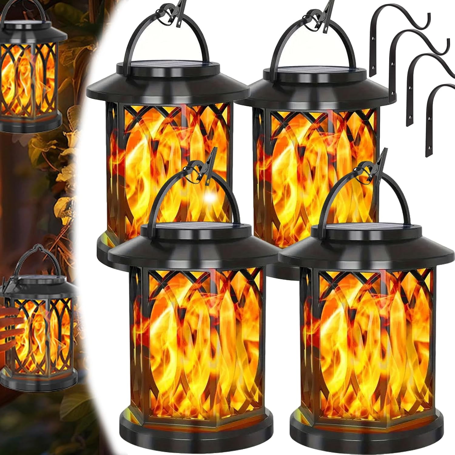 Boundbreed Solar Lights, Upgraded Flickering Flame Solar Lantern ...
