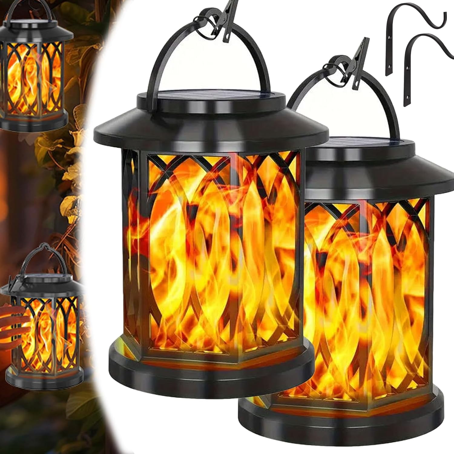 Boundbreed Upgraded Flickering Flame Solar Lantern , Hanging Auto On ...