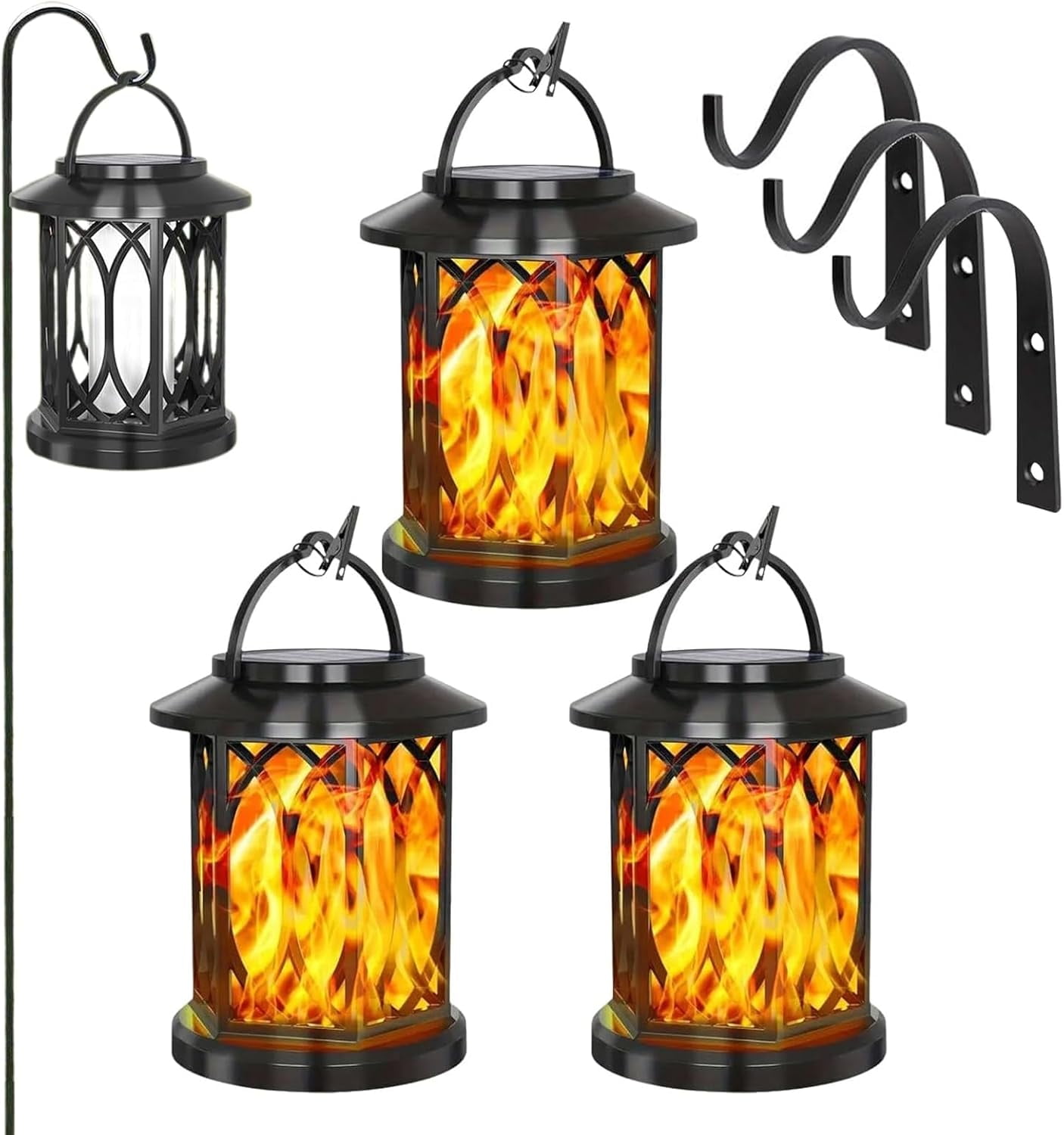 Boundbreed Upgraded Flickering Flame Solar Lantern Outdoor Waterproof ...