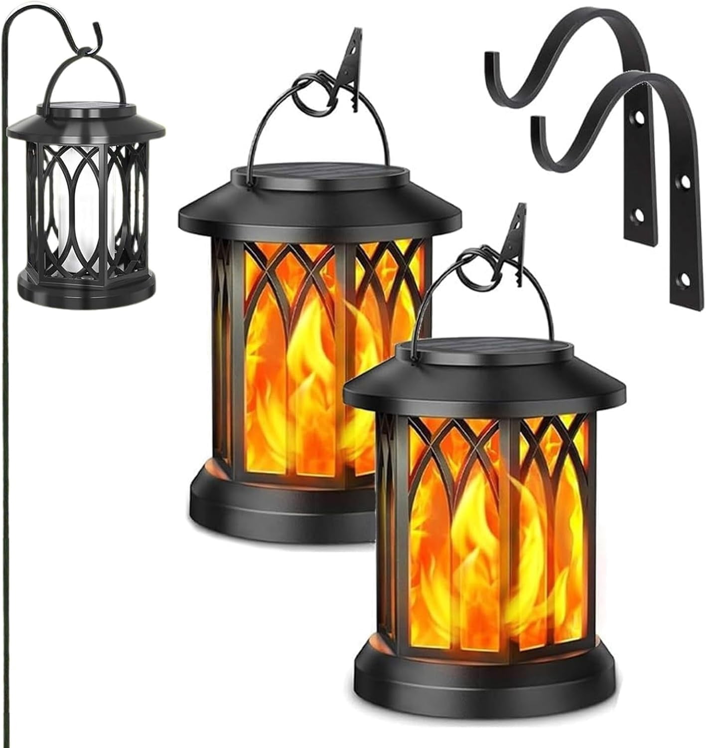 Boundbreed Upgraded Flickering Flame Solar Lantern Outdoor Waterproof ...