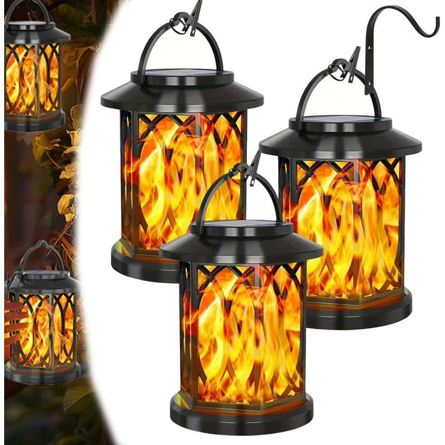 Boundbreed Upgraded Flickering Flame Solar Lantern Outdoor Waterproof ...