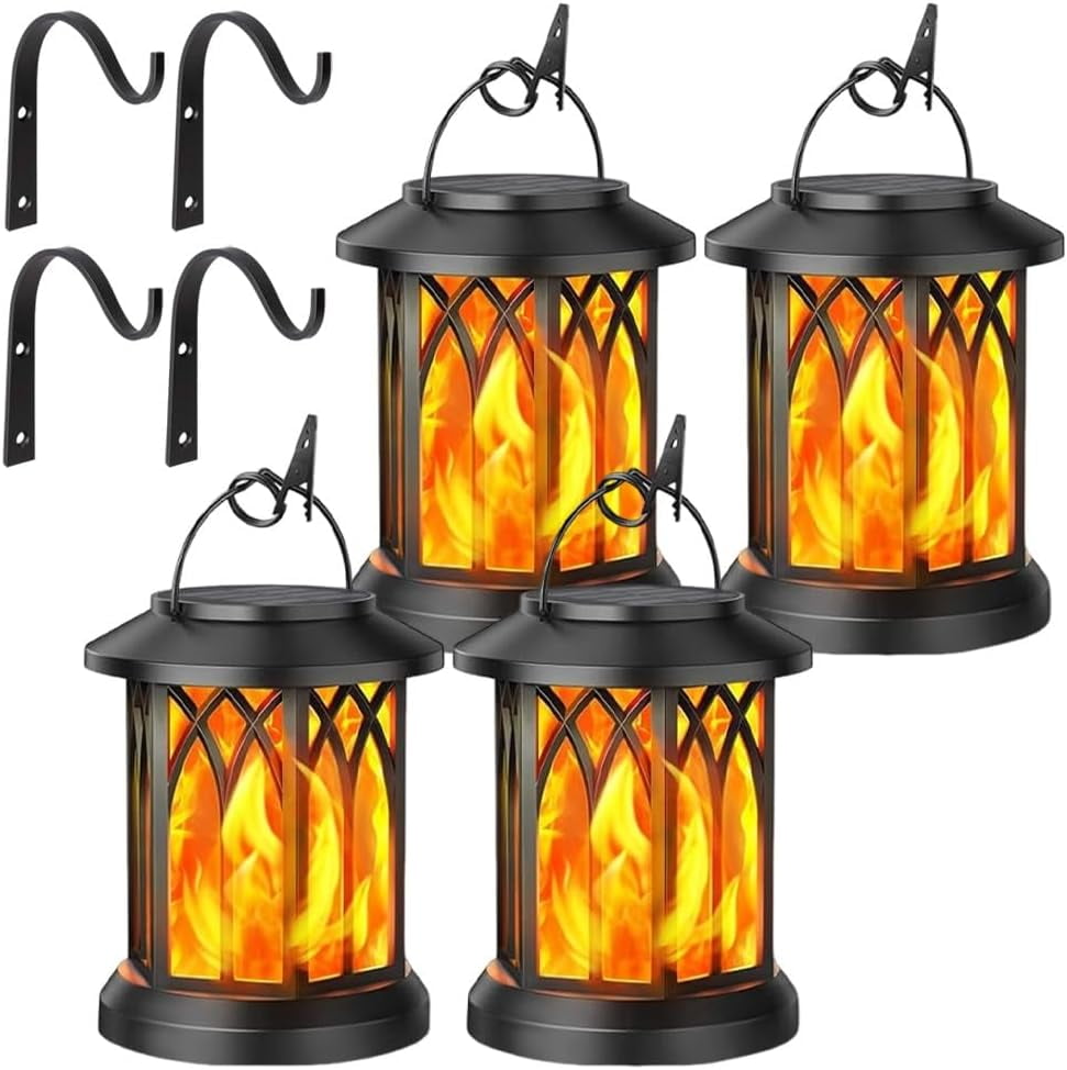 Boundbreed Upgraded Flickering Flame Solar Lantern Outdoor Waterproof ...