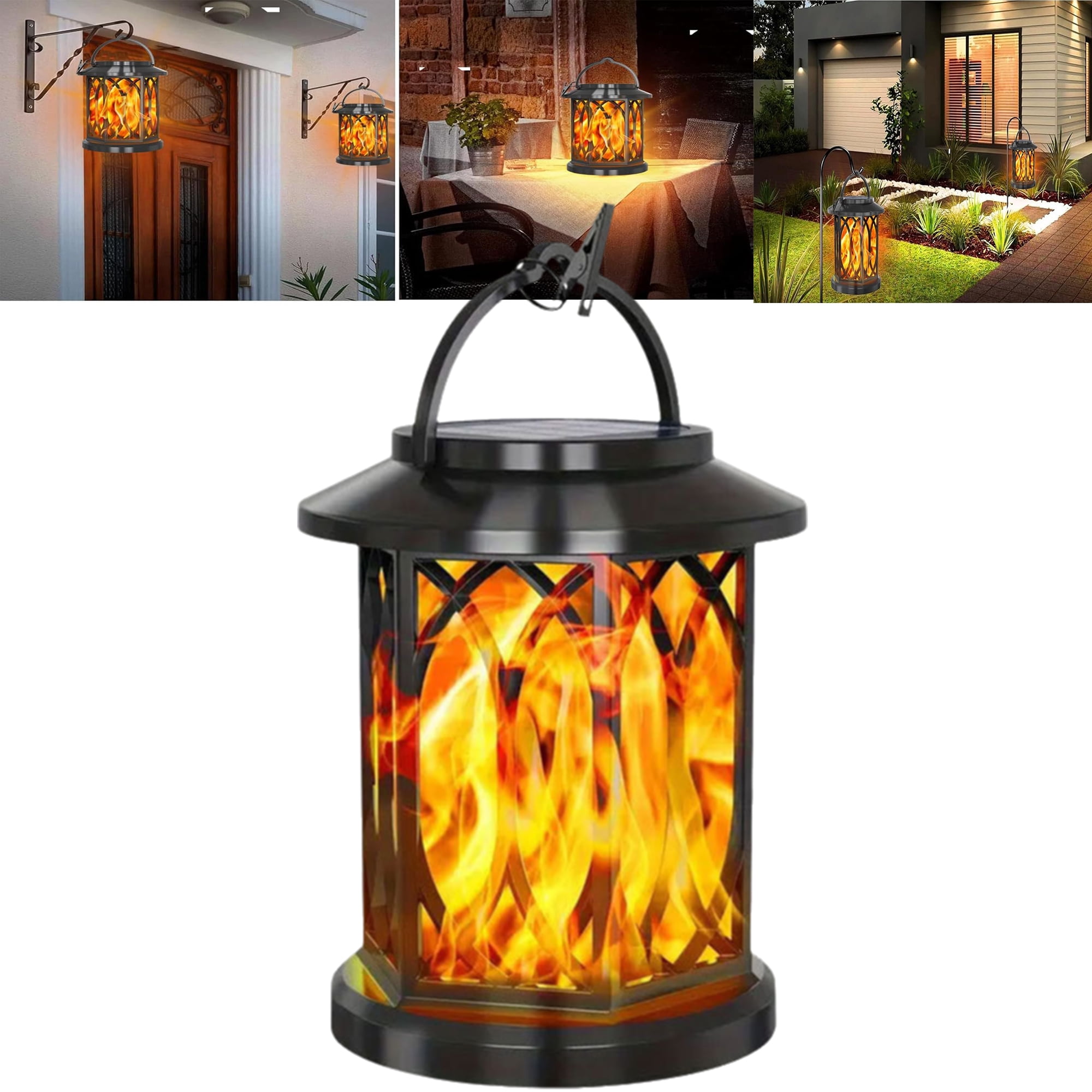 Boundbreed Upgraded Flickering Flame Solar Lantern Outdoor Waterproof ...