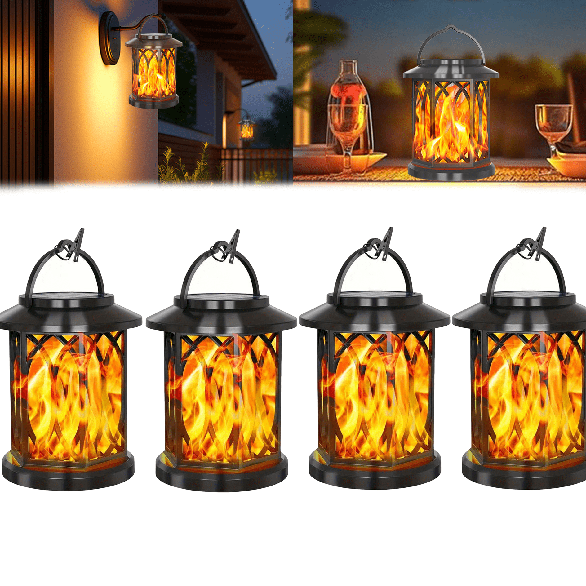 Boundbreed Upgraded Flickering Flame Solar Lantern Outdoor Waterproof ...