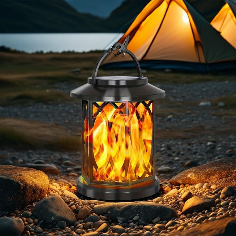 Boundbreed Upgraded Flickering Flame Solar Lantern Outdoor Waterproof ...