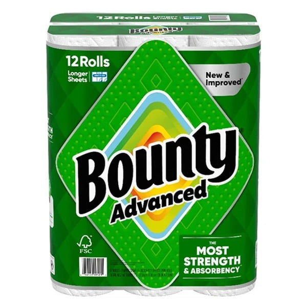 Bounty Advanced Paper Towels, 2-Ply, 103 Sheets, 12 Count - Walmart.com
