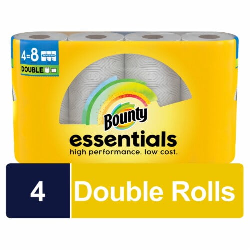 Bounty Essentials Select-A-Size Paper Towels, 4 Double Rolls, White, 108 Sheets Per Roll 4 rolls ...
