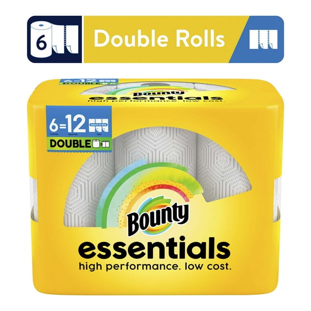 Bounty Paper Towels, Select-a-Size, Essentials 6 Double Rolls, White ...