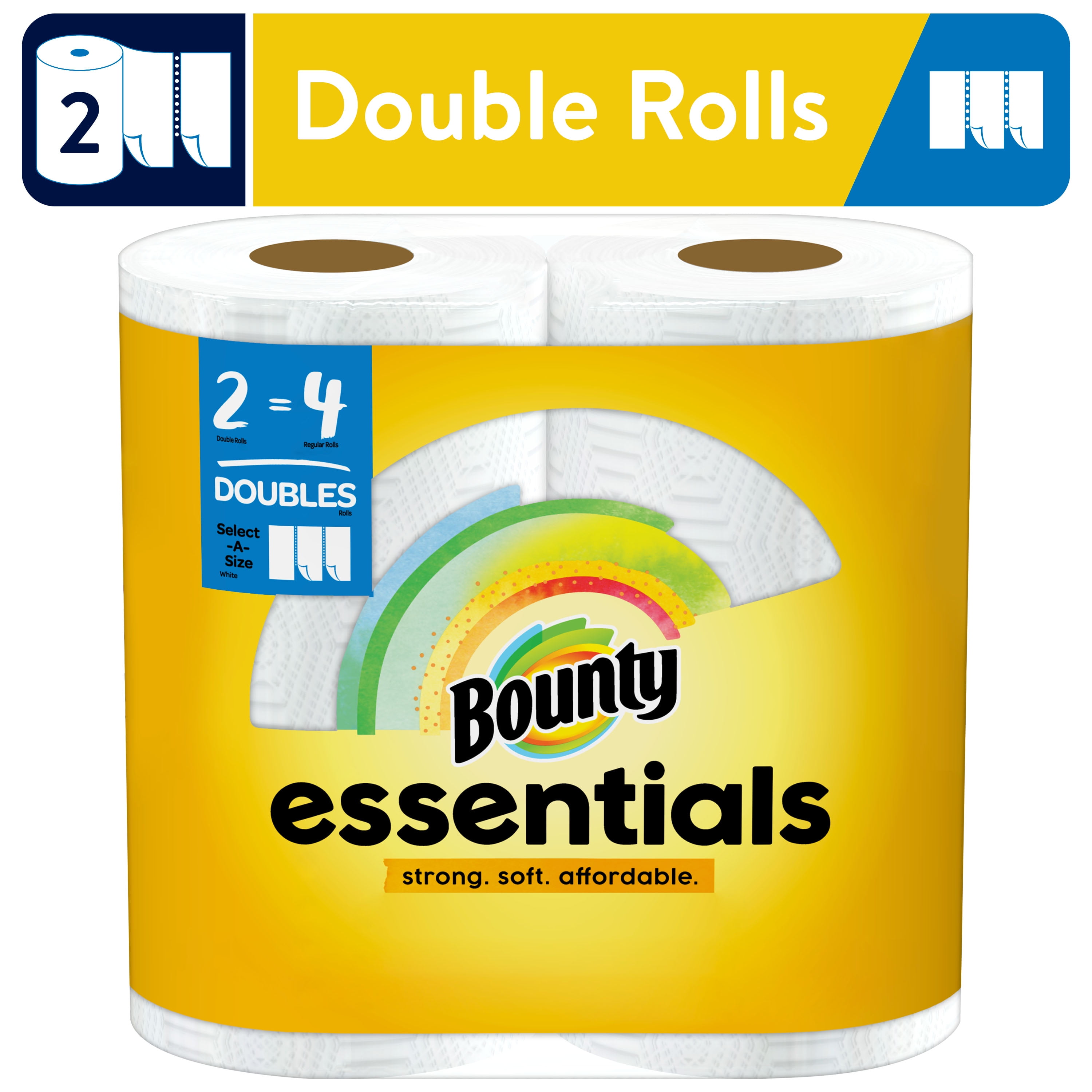 Bounty Essentials Select-a-Size Paper Towels, White, 2 Double Rolls ...