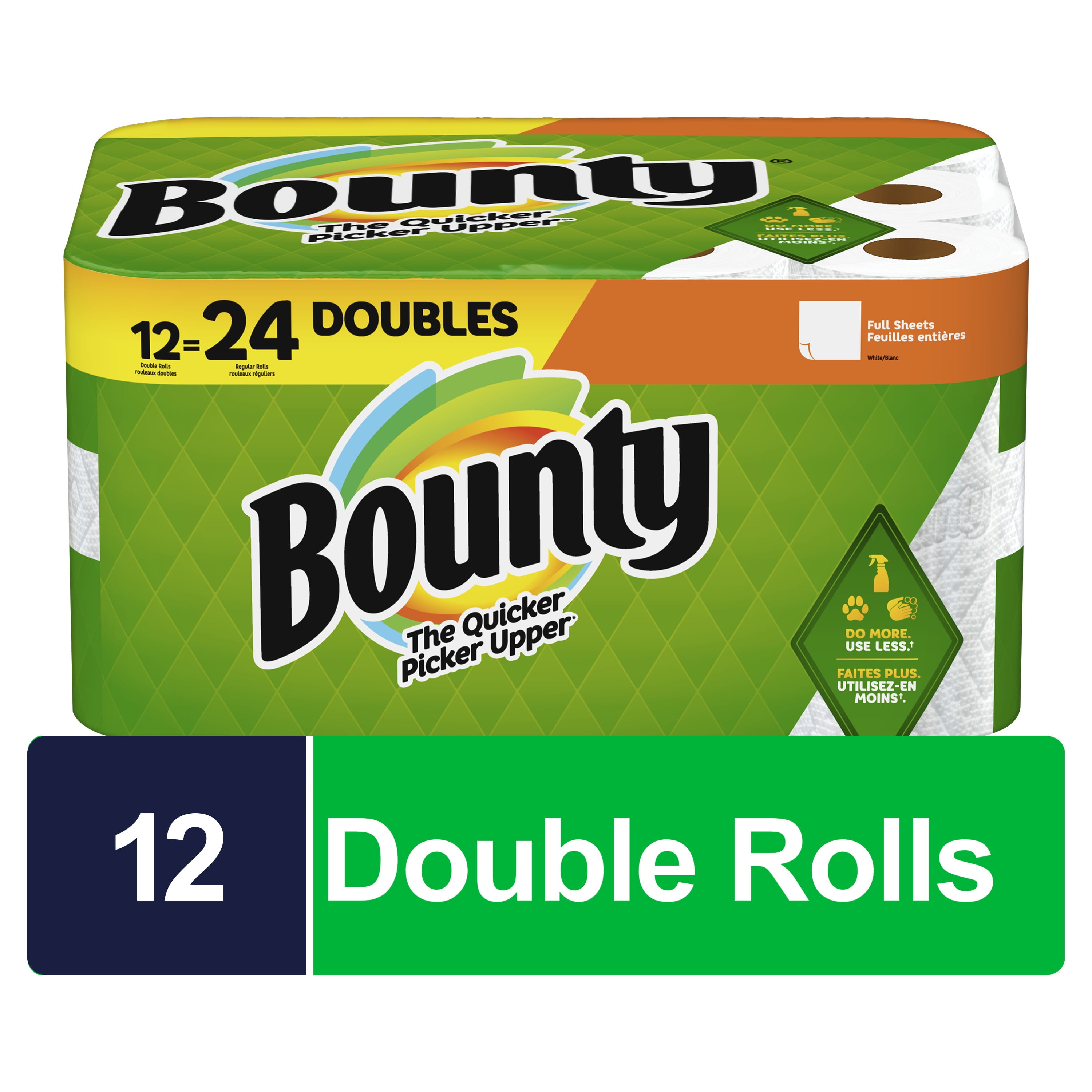Bounty 05710 White Paper Towels, 12 Double Rolls = 24 Regular Rolls ...