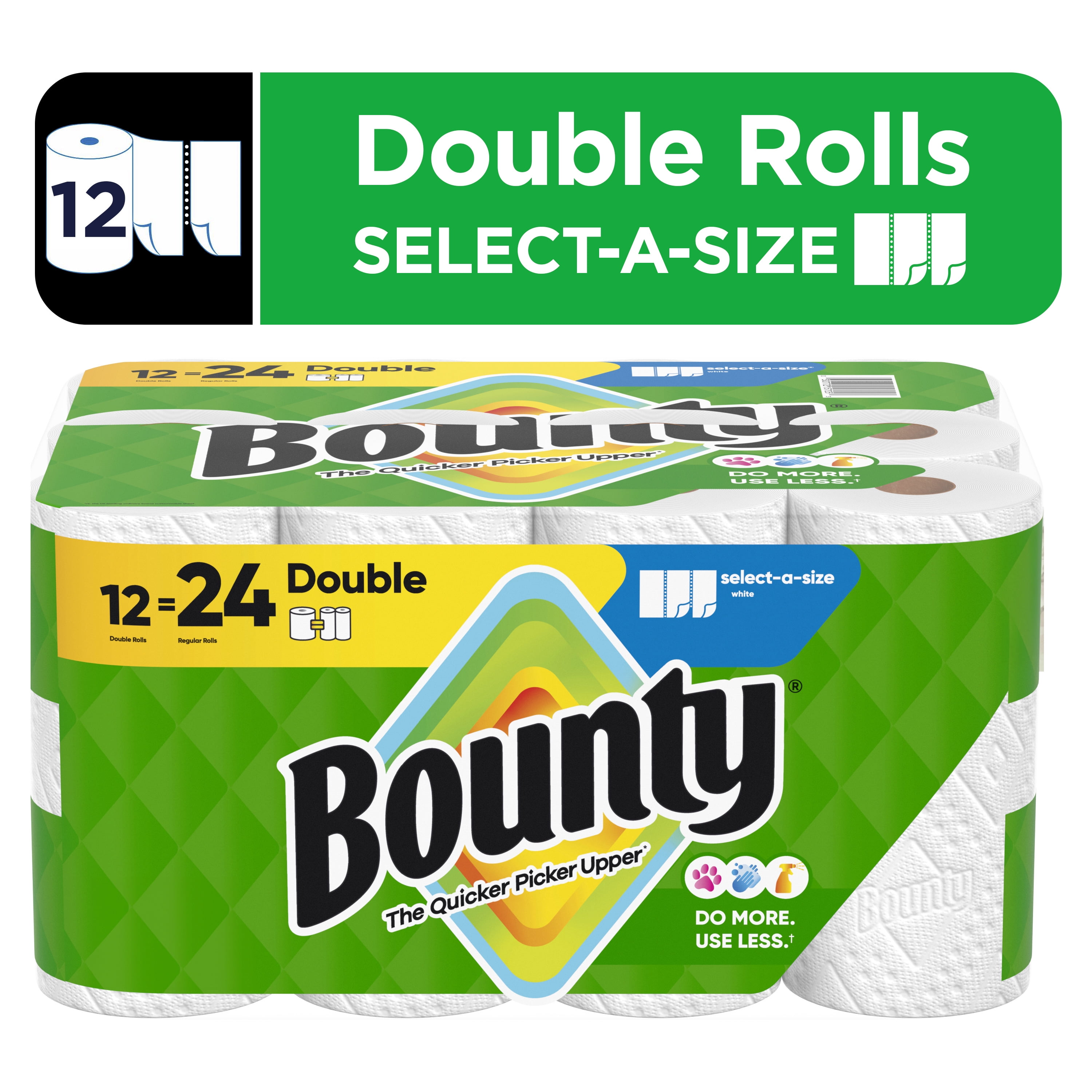 Bounty Paper Towels Select-A-Size White, 12 Double Rolls, 82 Sheets Per ...