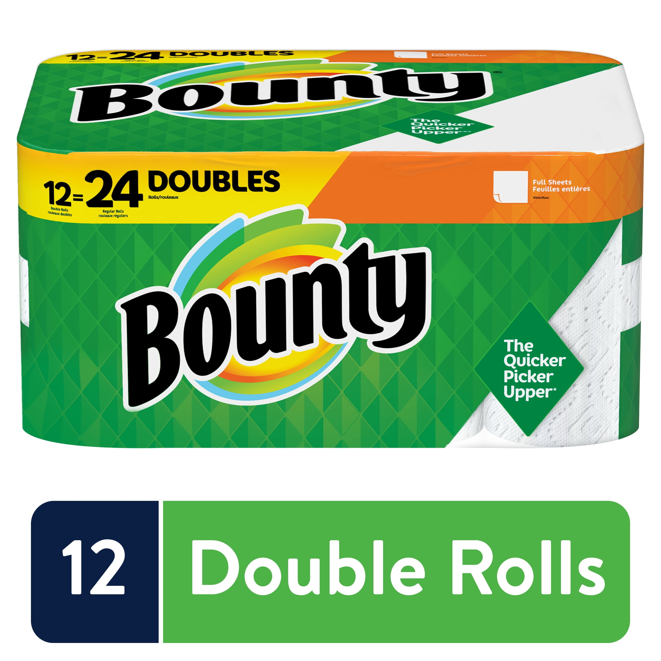 Bounty Paper Towels, White, 12 Double Rolls = 24 Regular Rolls, 12 Ct ...