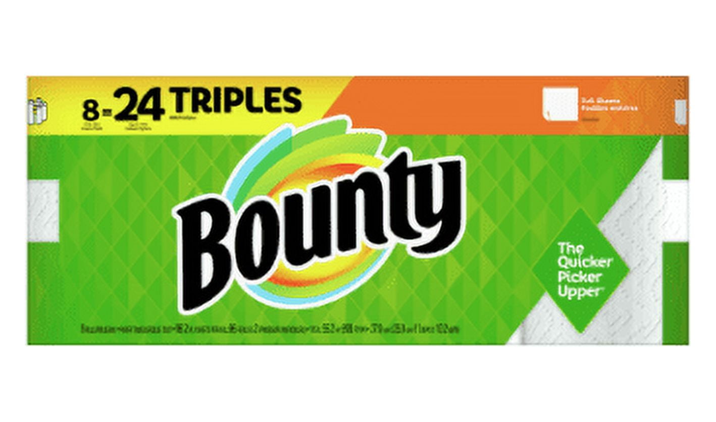 Bounty White Paper Towels, 8 Triple Rolls, Quicker Picker Upper ...