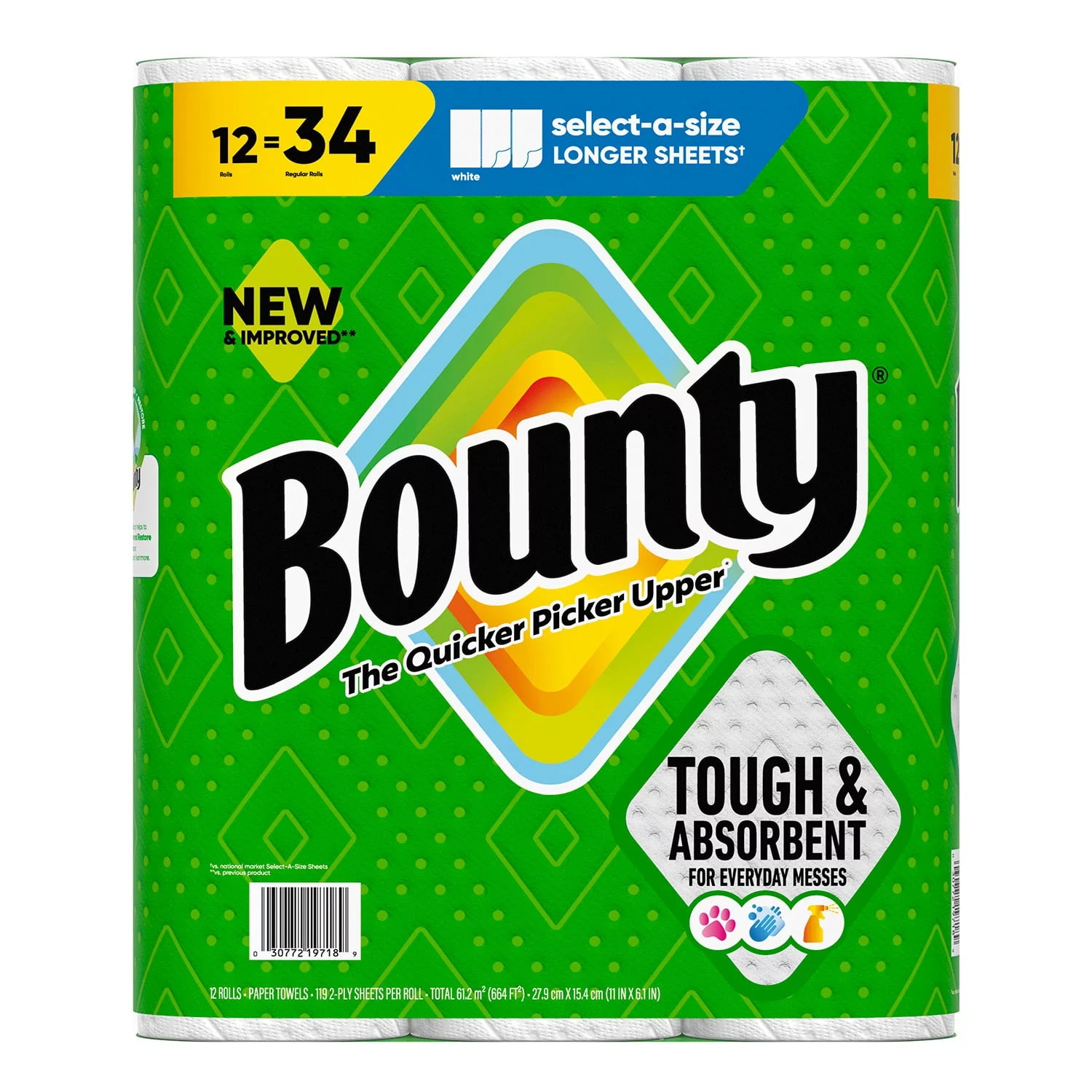 Bounty Select-A-Size 2-Ply Paper Towels, 12 Rolls, 119 Sheets/Roll ...