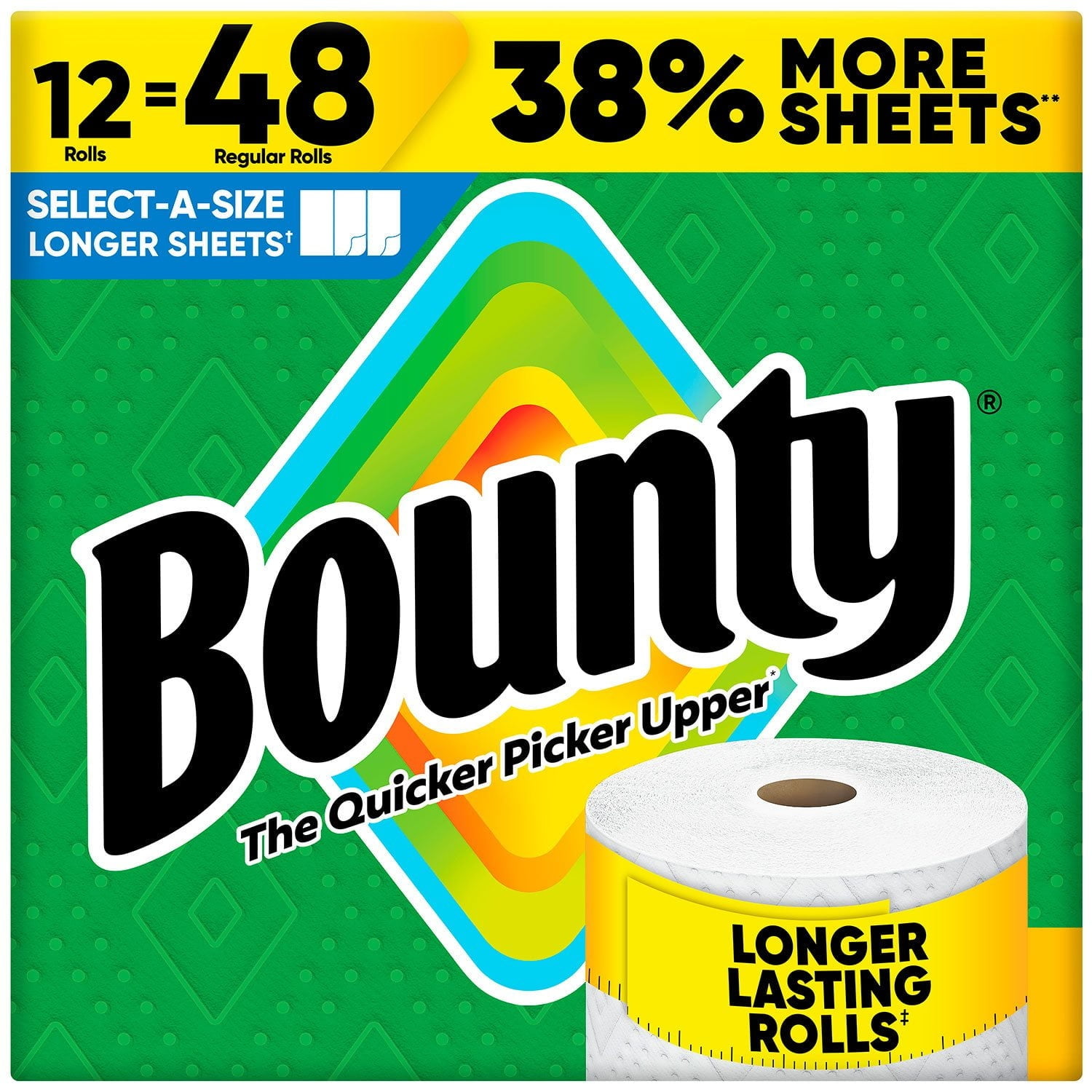 Bounty Select-A-Size 2-Ply Paper Towels, 12 Rolls, 165 Sheets/Roll ...