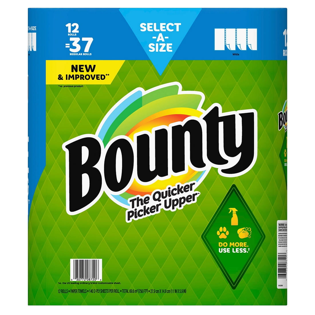 Bounty Select-A-Size Paper Towels, 12 Rolls, 140 Sheets per Roll, More ...