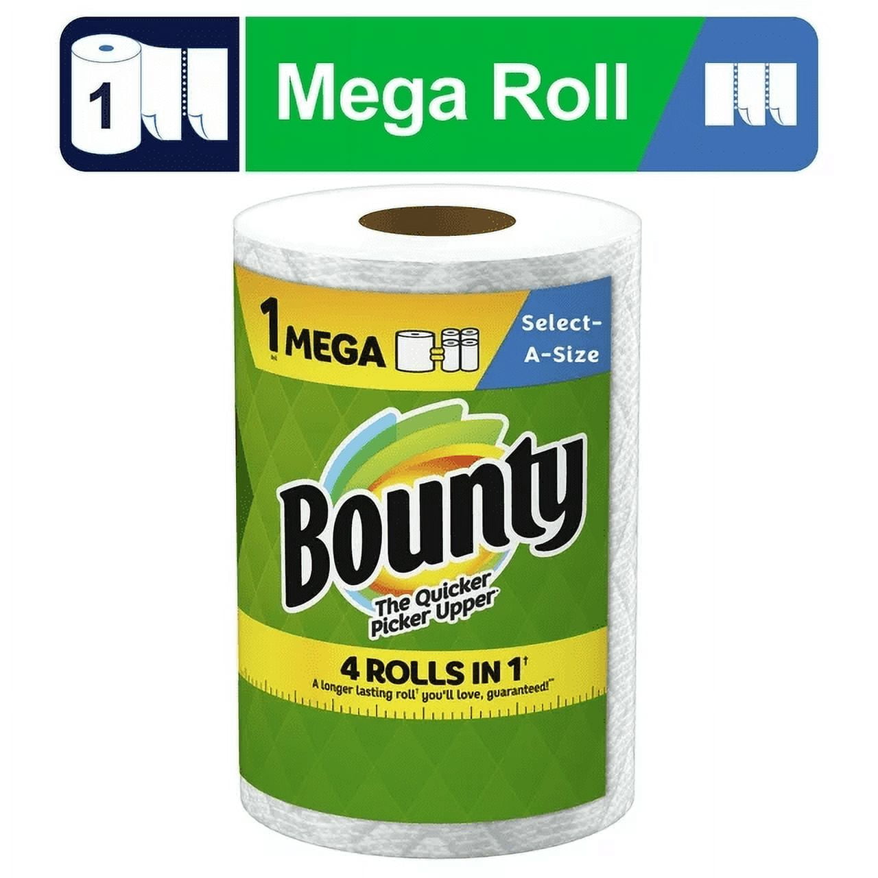 Bounty Select-A-Size Paper Towels, Single Mega Roll, White, 180 Sheets - Walmart.com