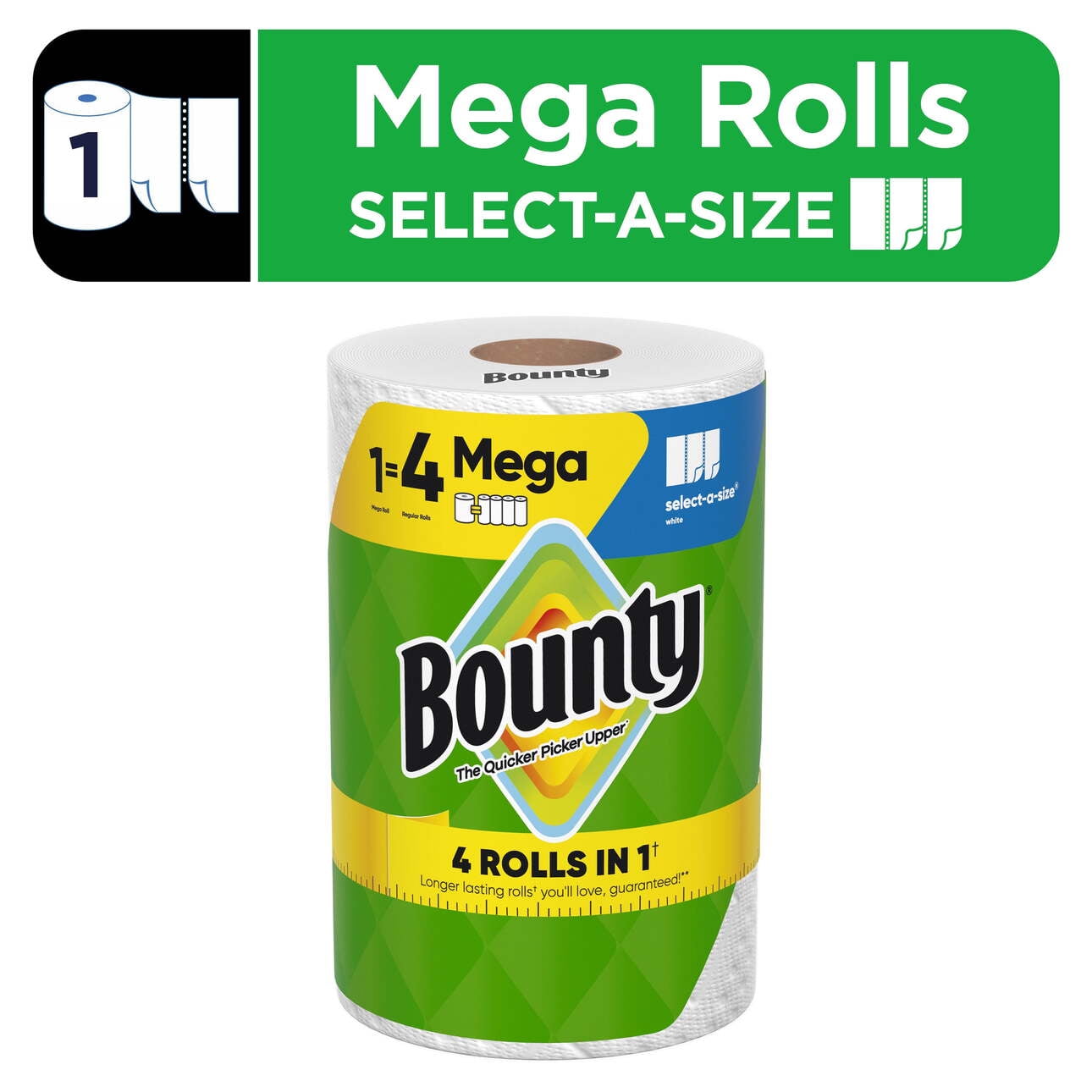 Bounty Paper Towels Select-A-Size White, 1 Mega Roll, 164 Sheets Per ...