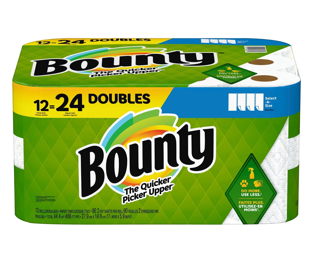 Bounty Select-A-Size Paper Towels, 12 Double Rolls, 2X More Absorbent ...