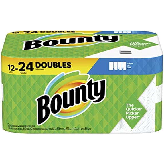 Bounty Paper Towels White 12 Double Rolls 24 Regular Rolls Absorbent ...