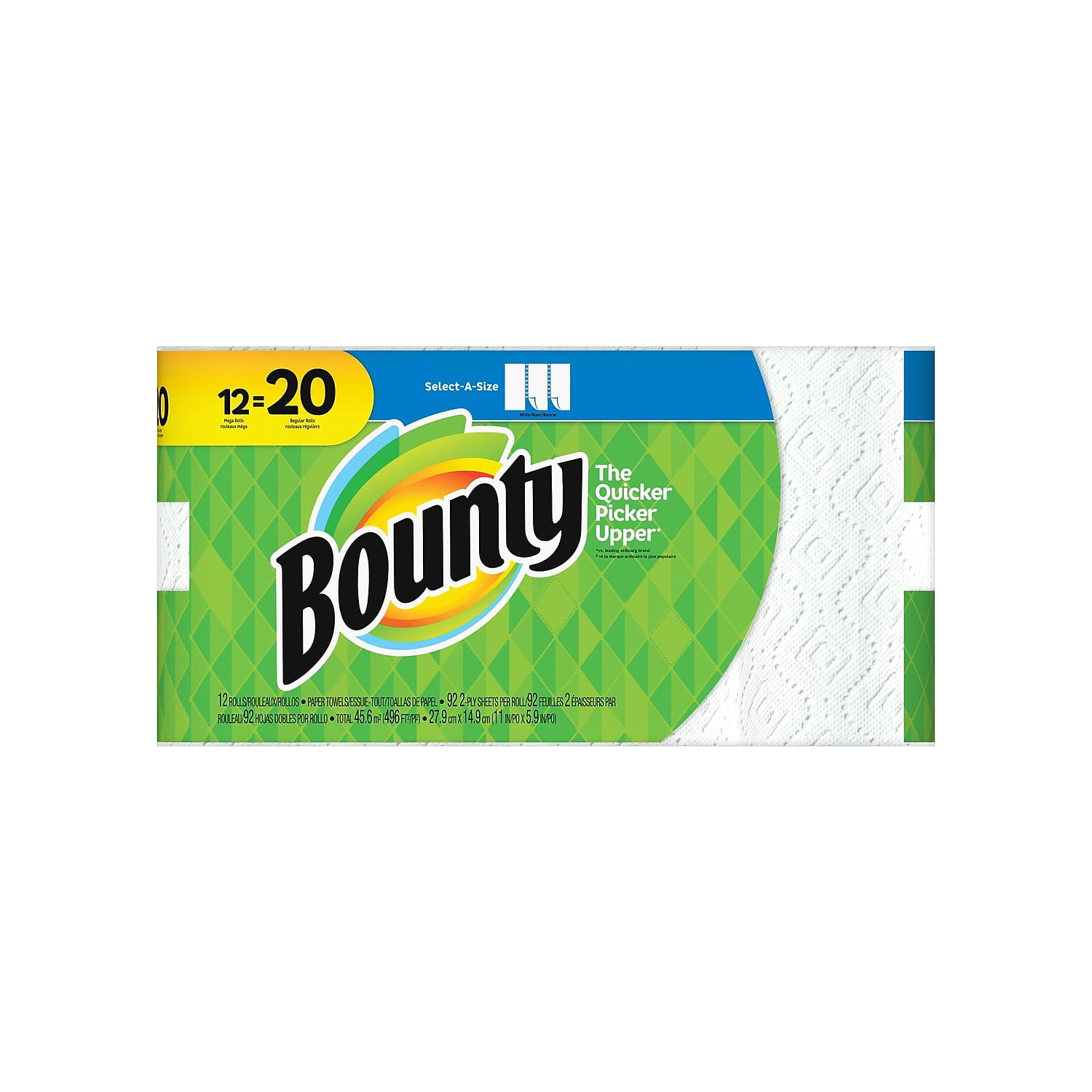 Bounty Select-A-Size Mega Kitchen Rolls Paper Towels 2-Ply 92 Sheets ...