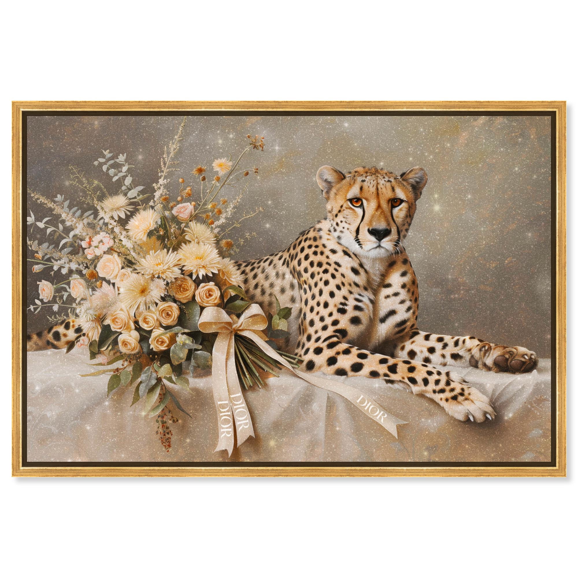 Bouquet Cheetah Canvas Fashion Art Felines by Art Remedy, Gold Frame ...