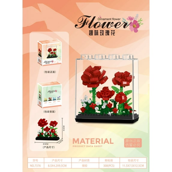 Bouquet Flowers Bricks Constructor Set for Adults Children Toys Flower ...