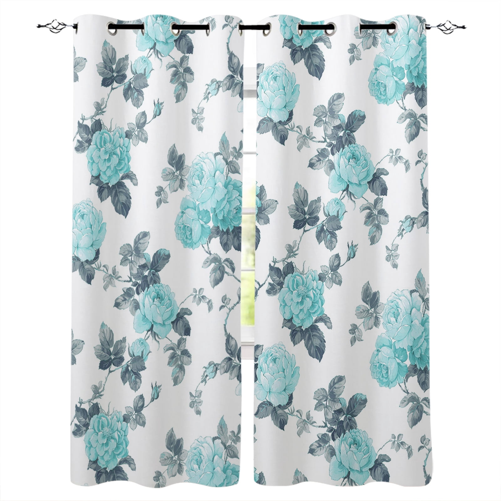 Bouquet Flowers Roses Window Curtains Living Room Kitchen Curtains for ...