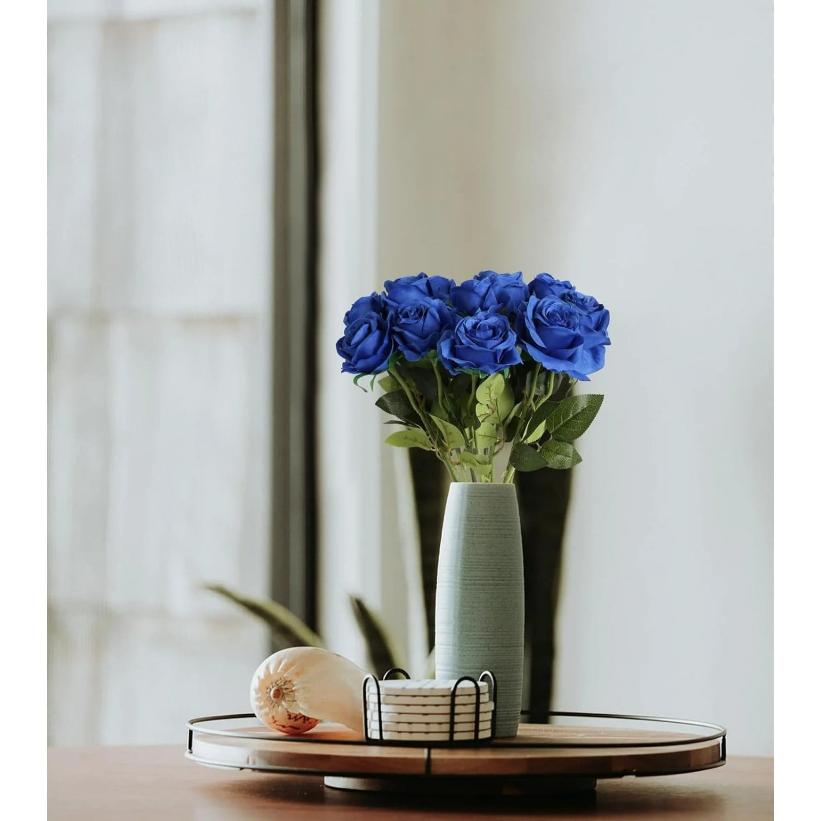 Bouquet Of Flowers Blue Roses Artificial Flowers Silk Rose Flowers ...