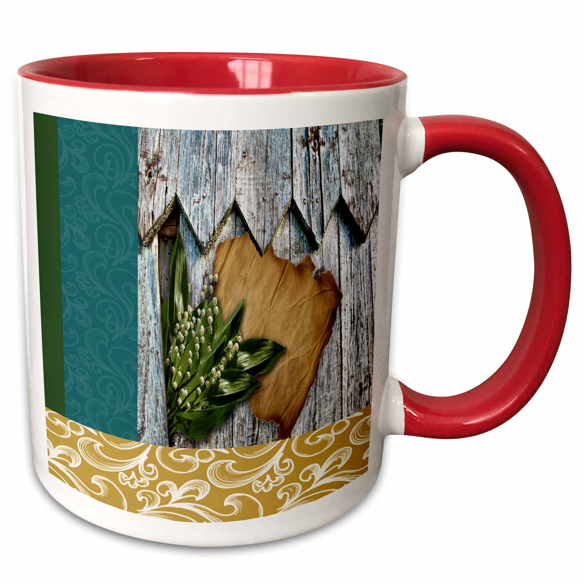 3drose, Bouquet of Lilies of the Valley, 15oz Two-tone Red Mug ...