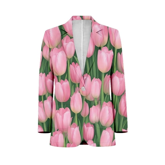 Bouquet Of Pink Tulips Flowers Men Blazers Slim Clothing Summer Jacket ...