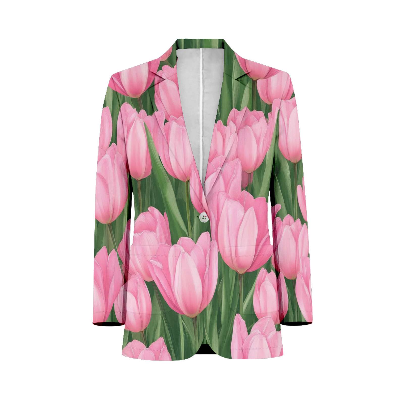 Bouquet Of Pink Tulips Flowers Mens Suits Shawl Collar Slim Fit Suit ...