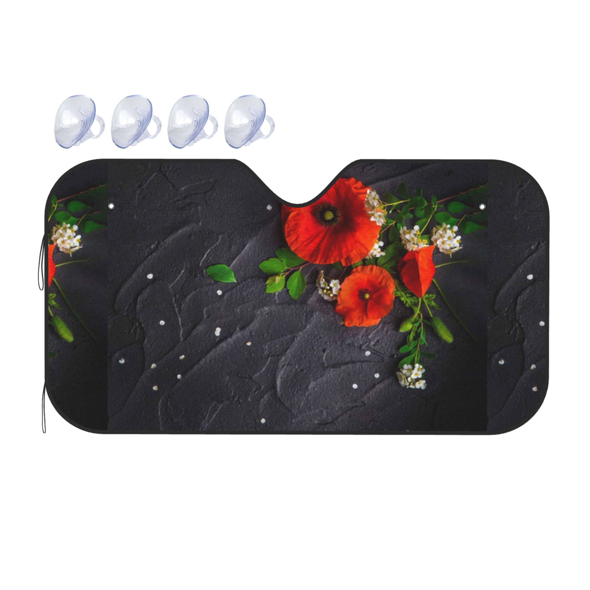 Bouquet Of Red Poppies 1-Piece Car Front Window Sunshade-Foldable for ...
